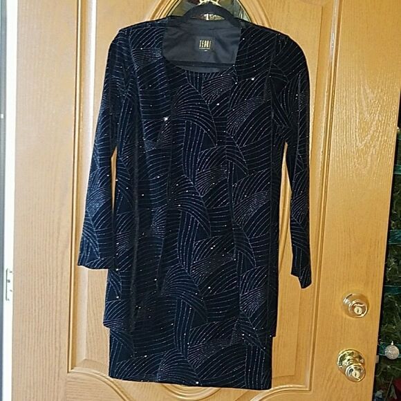 Teddi Evening | Dresses | Teddievening Black Glitter Shimmer Dress Szs ...